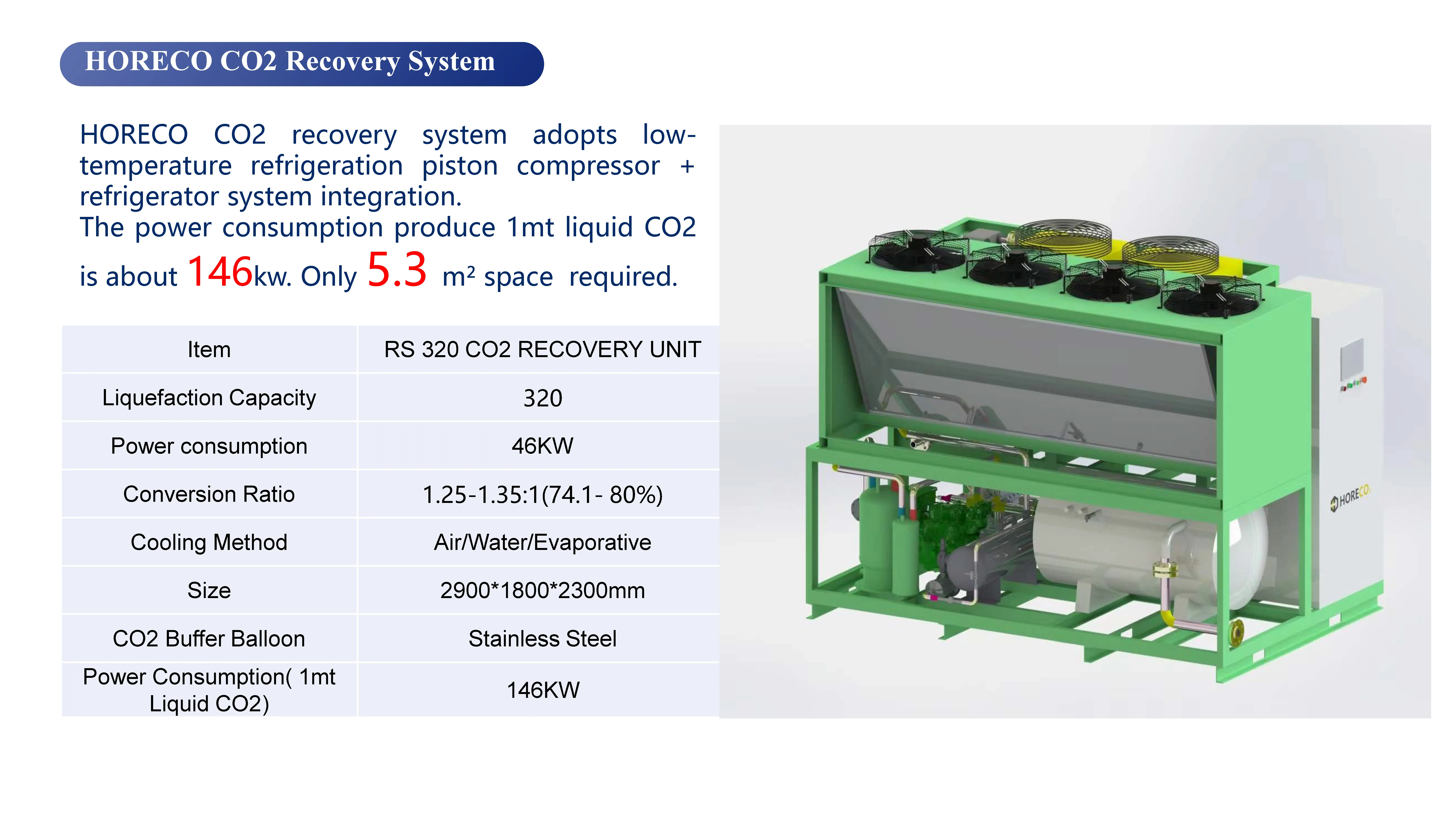 HORECO2 CO2 Recovery Unit - Efficient Dry Ice Recycling