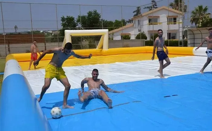 Inflatable Soap Football Pitch - Slippery Soccer Fun