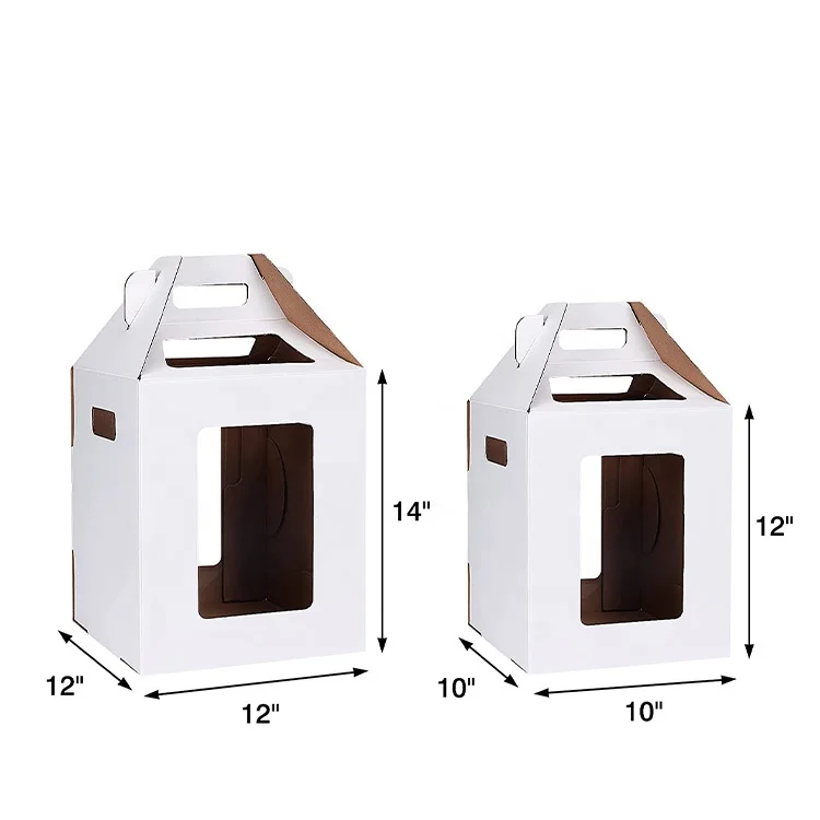 Tall Wedding Cake Box 12 Inch Exquisite Cake Box with Handle for Guest ...