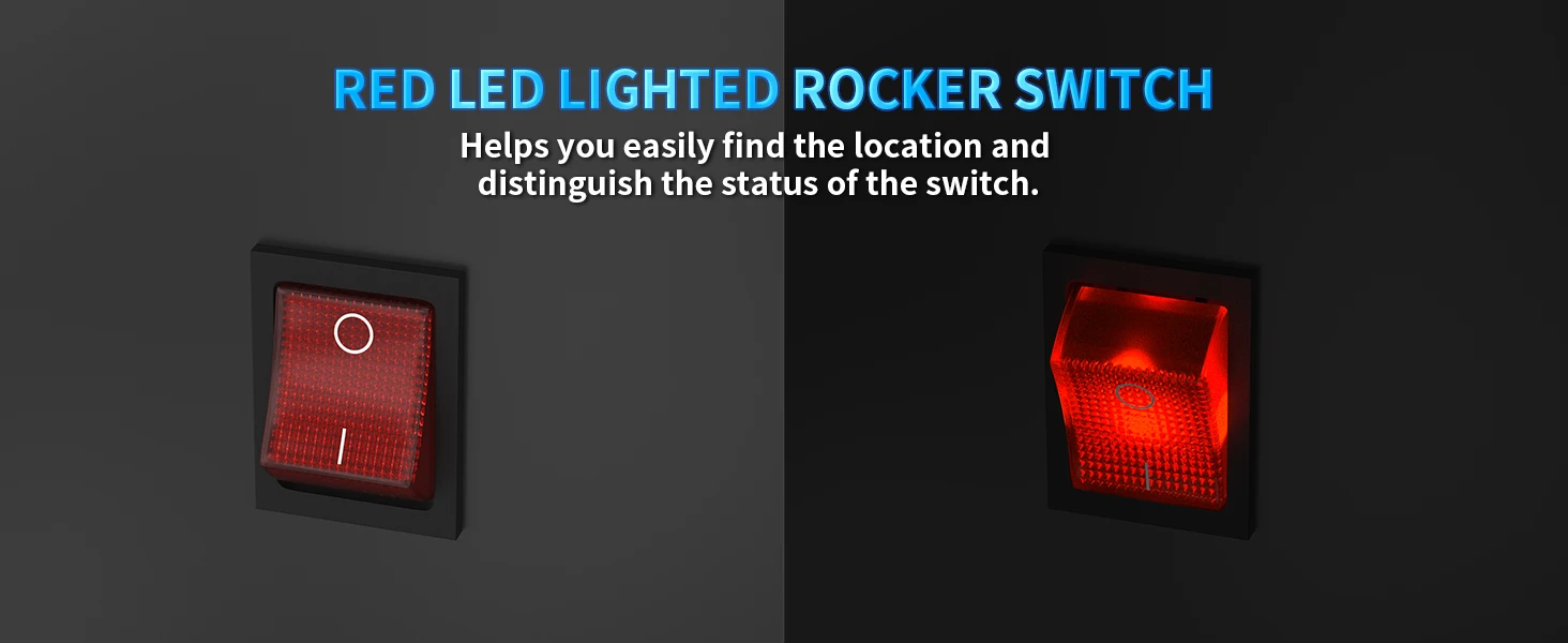 Daiertek Rocker Switch On Off 30a 12v Rocker Switch Red Illuminated Led ...
