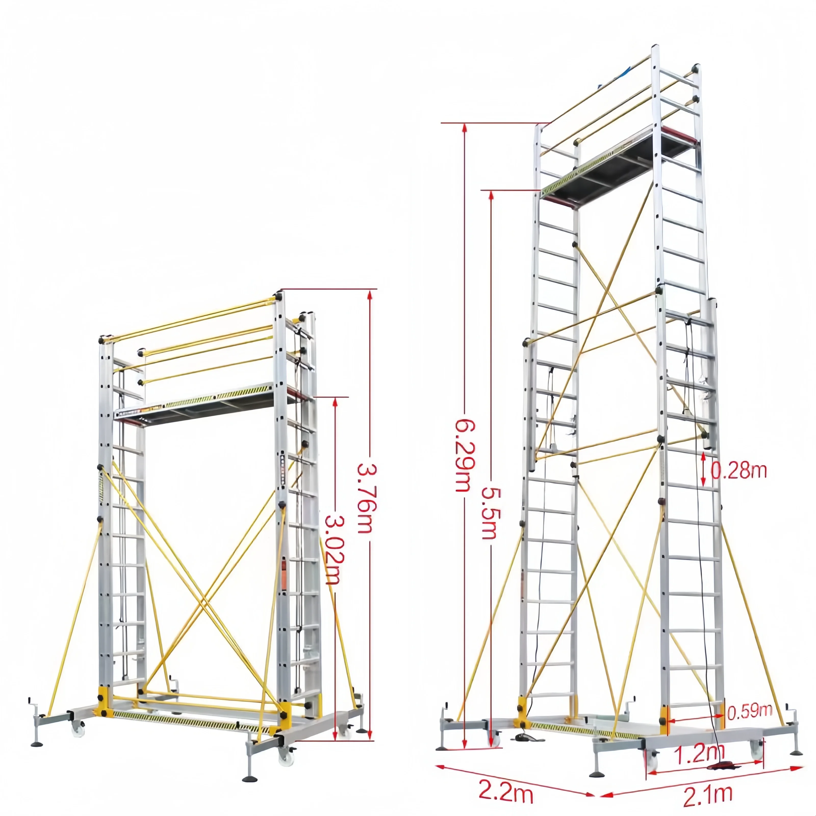 Aluminum Mobile Combination Ladder Scaffolding Multifunctional ...