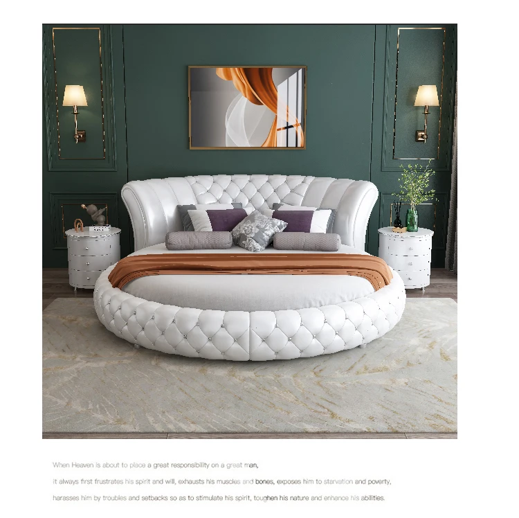 Queen Bed European Modern Round Upholstered Bed Bedroom Furniture ...