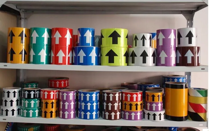 Blue White Floor Directional Vinyl Stickers Arrow Labels Vinyl Flow ...