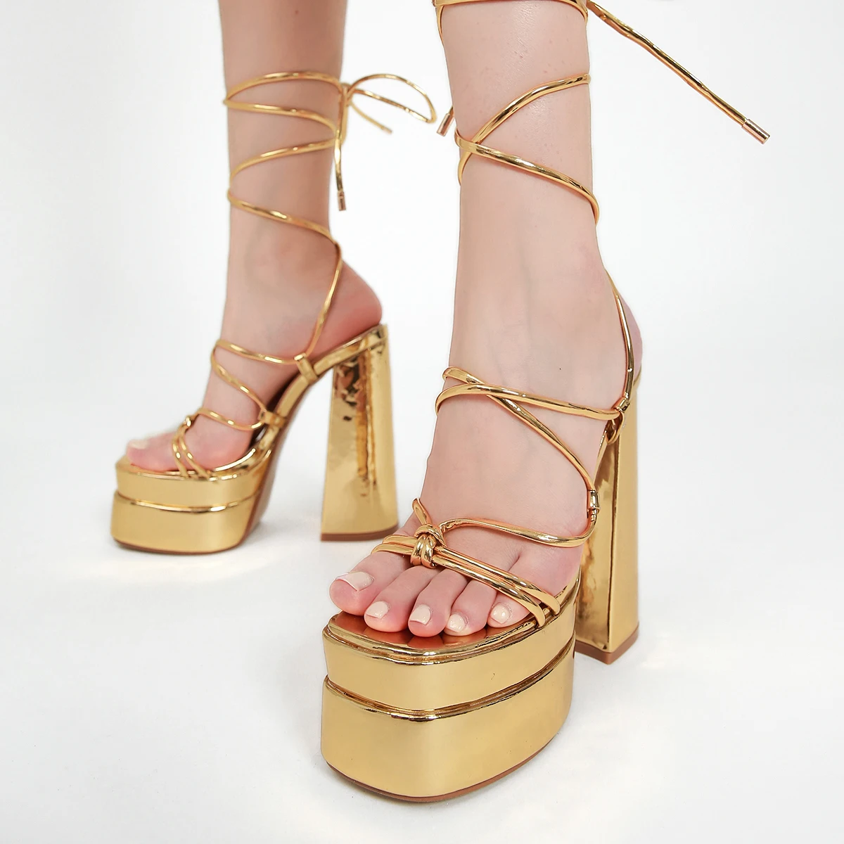 Wholesale 12cm Heels Trendy Women's Pumps Platform Shoes Lace Up Height ...
