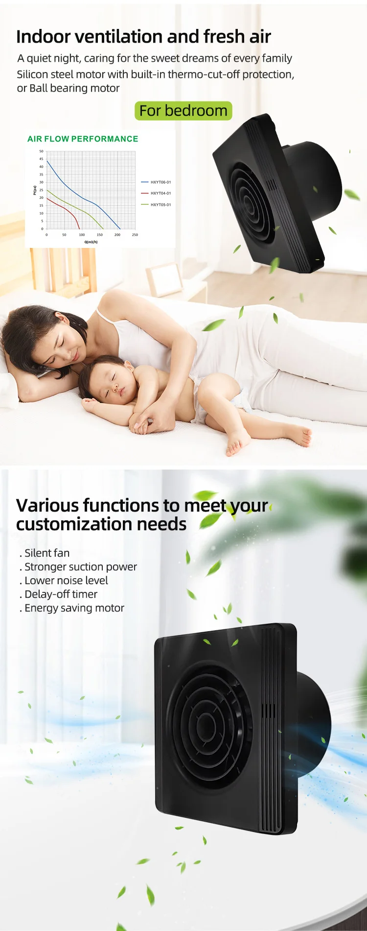 Fashion Silent Ventilation Fans Bathroom Decor Heat Extractor Auto ...
