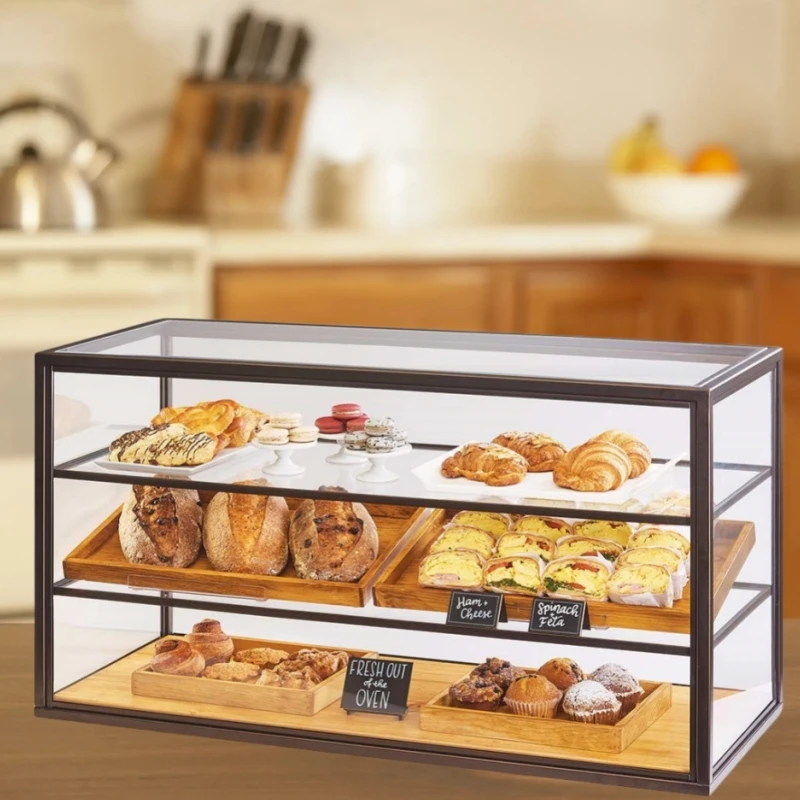 Clear Bakery Display Stand - 3 Tray Pastry Case for Supermarket