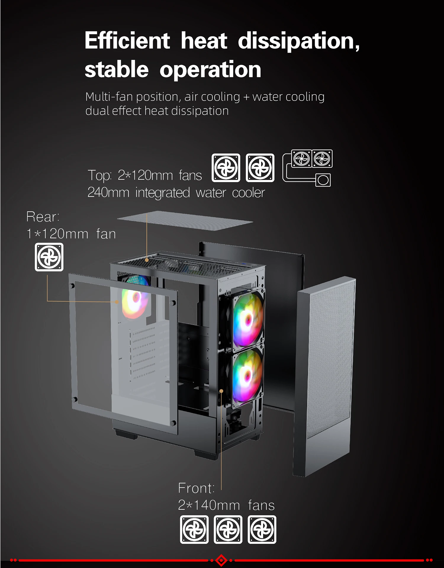 X8 NEW Design Game Pc Case - ATX Tempered Glass Computer Case