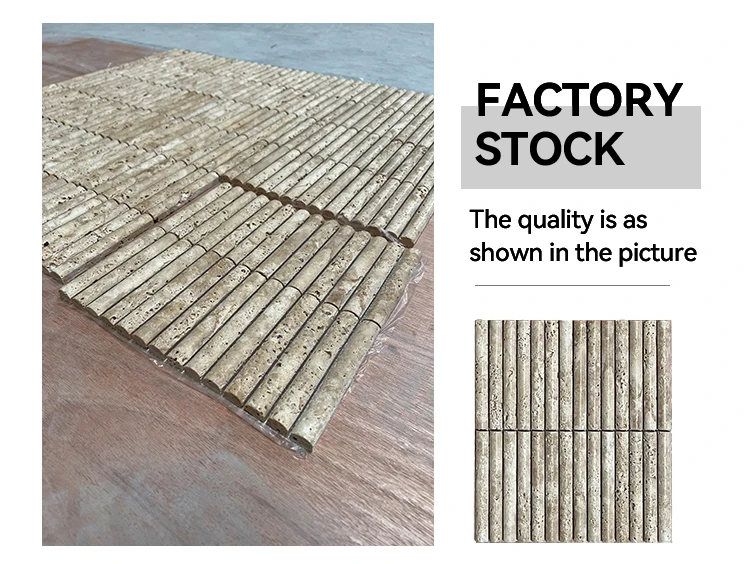 Lander 3D Beige Travertine Mosaic Stone Curve Fluted Marble Tile