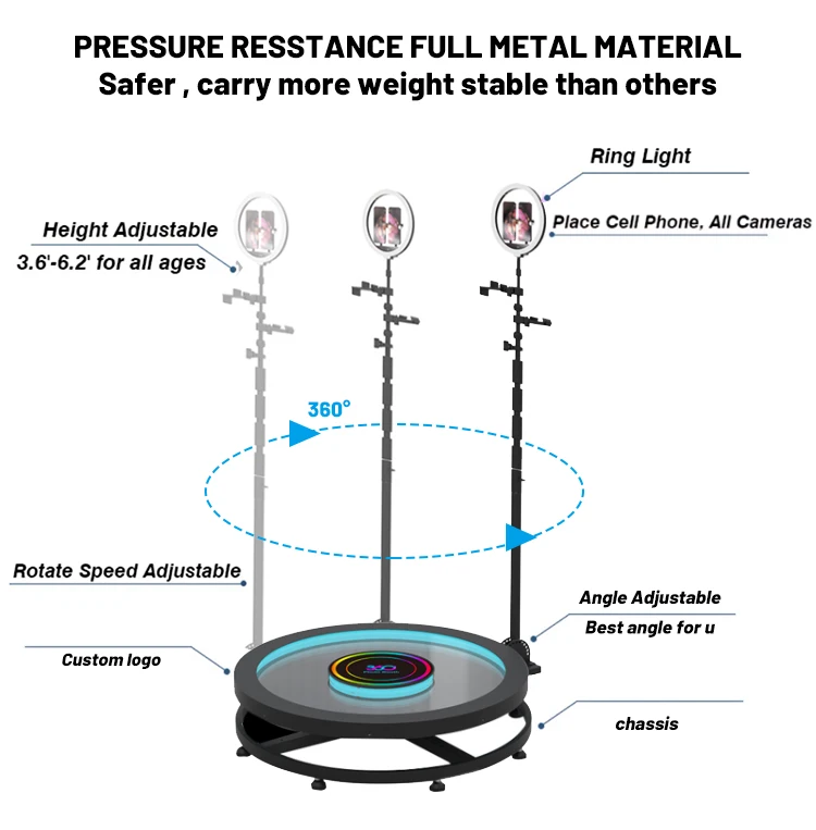 80cm360 Platform Photo Booth Camera 360 Degree Photo Booth Portable 360 ...