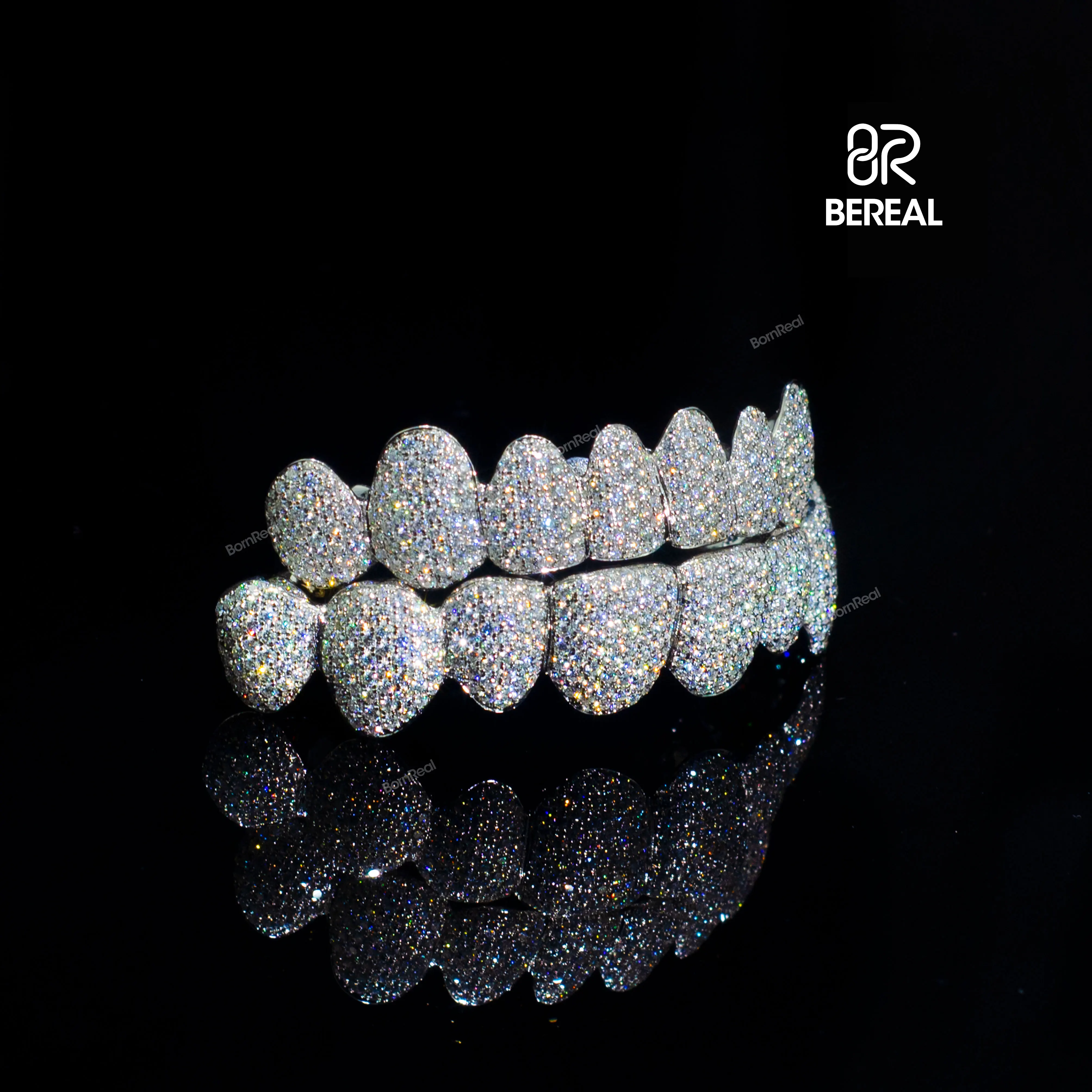 Honeycomb Custom Moissanite Grillz - 18k Gold Plated