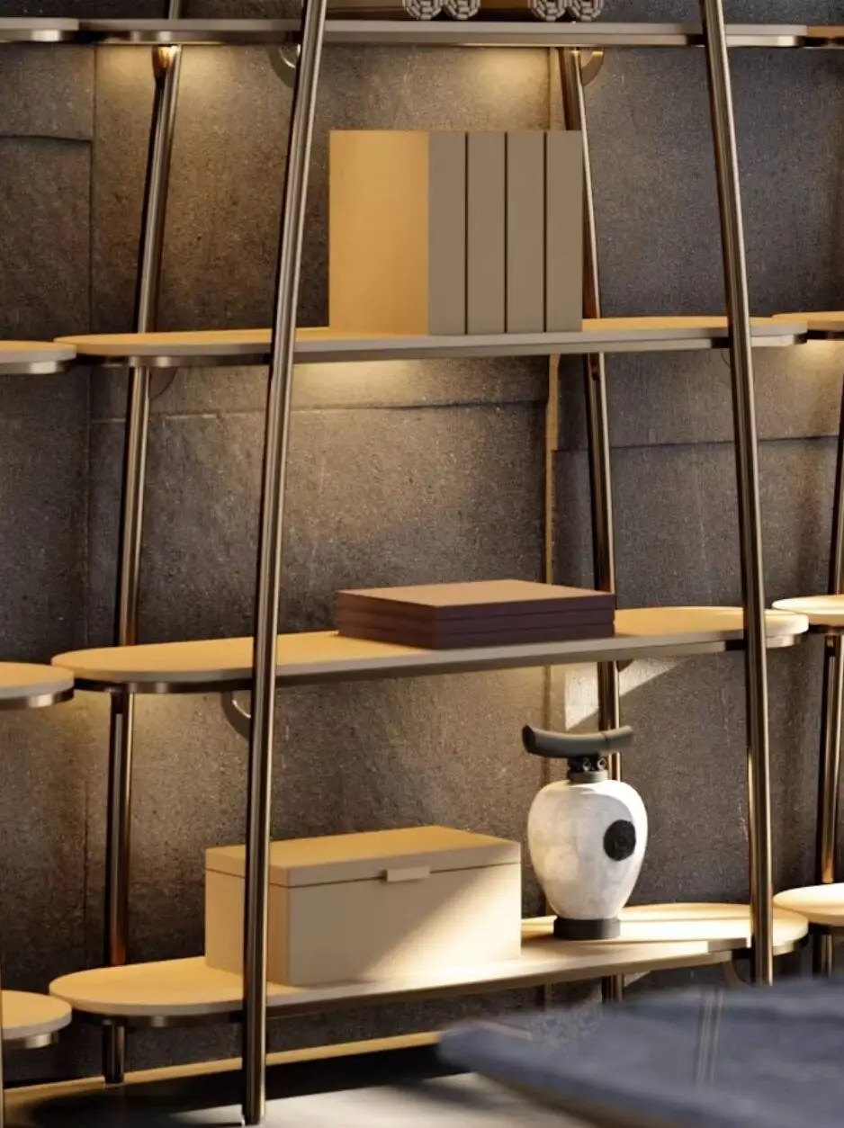 Light Luxury Bookshelf Modern Simple Creative Art Bookshelf Villa Home ...