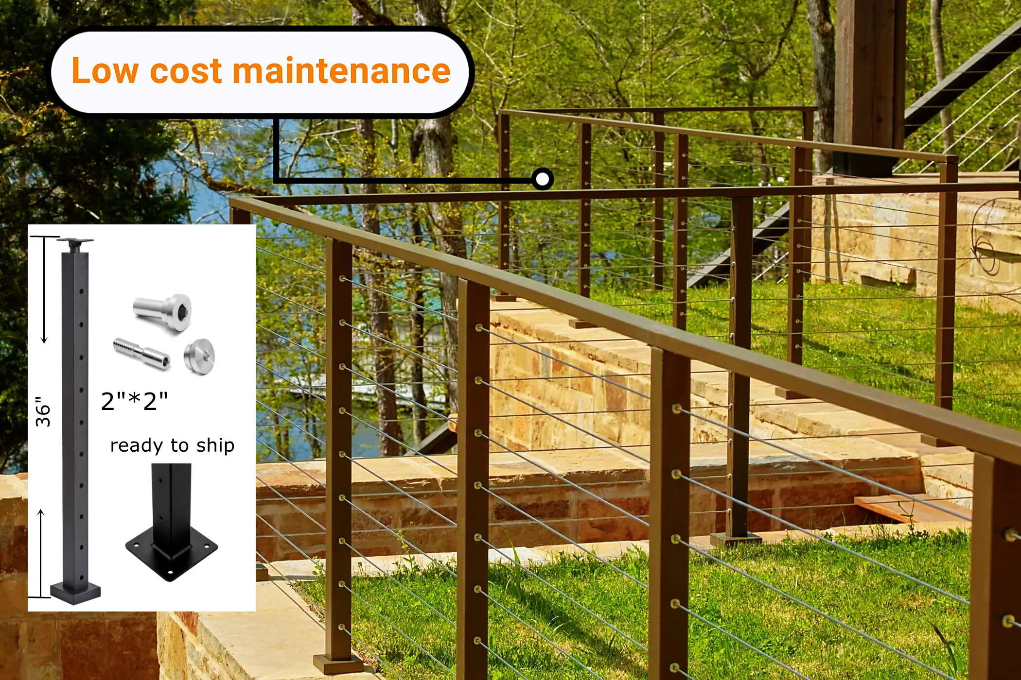 Inoxstar Railing Post Outdoor Wire Railing Kits Modern Stair Railing ...