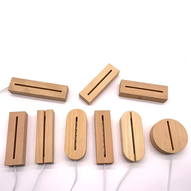 3d Acrylic Wood Night Light Base Diy 3d Signs Illusion Night Lamp Les ...
