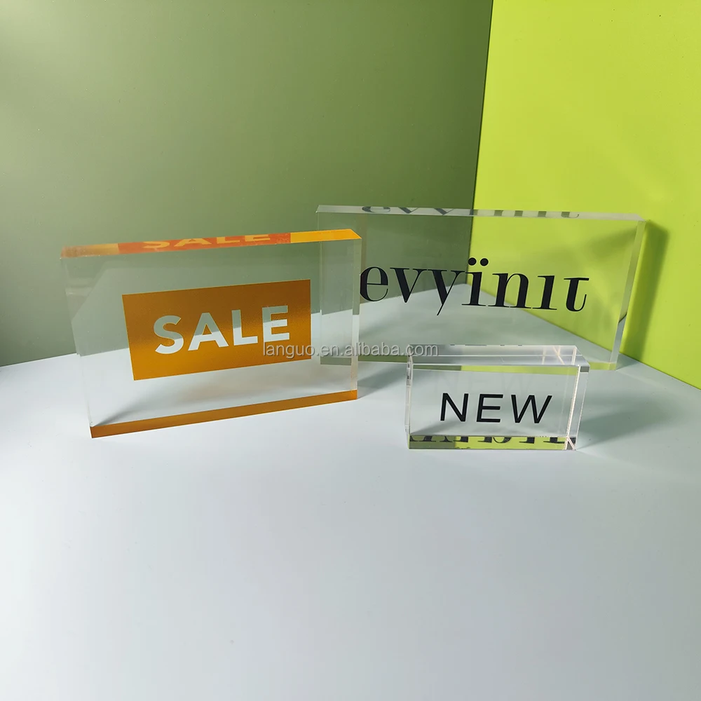 Custom Square Sublimation Acrylic Logo Block - Clear Wholesale Display
