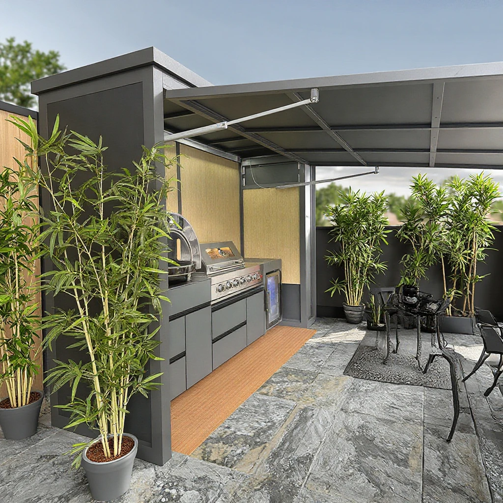 Modular Stainless Steel Outdoor Kitchen Shed - Durable & Waterproof