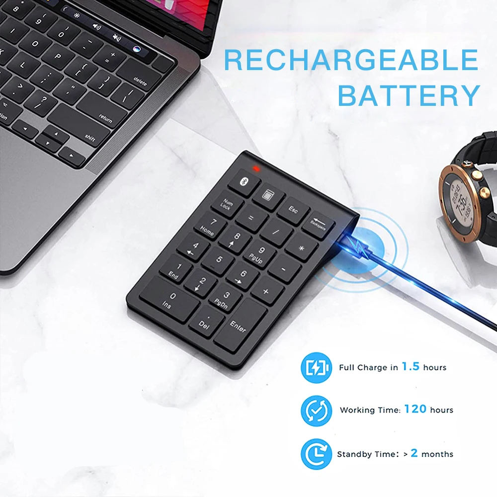 Custom Bluetooth Silent Numpad Wireless 22 Key Numeric Keypad Numerical ...