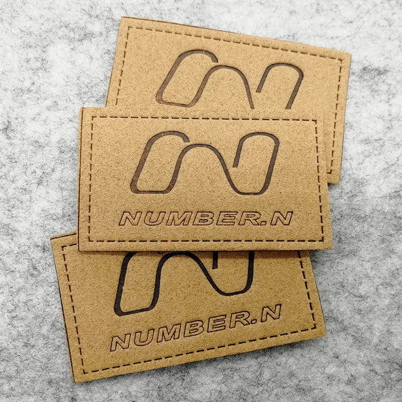 Custom Logo Debossed Garment Label Tags - Faux Leather Glitter