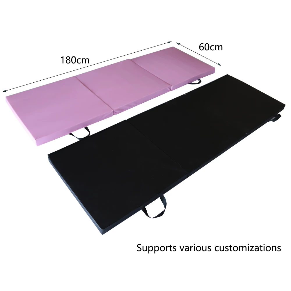 Tri-Fold PVC Gymnastics Stretching Workouts Mat Thick Exercise Yoga ...