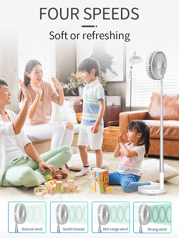 Charging Folding Telescopic Storage Fan Telescopic Fan Led Remote ...