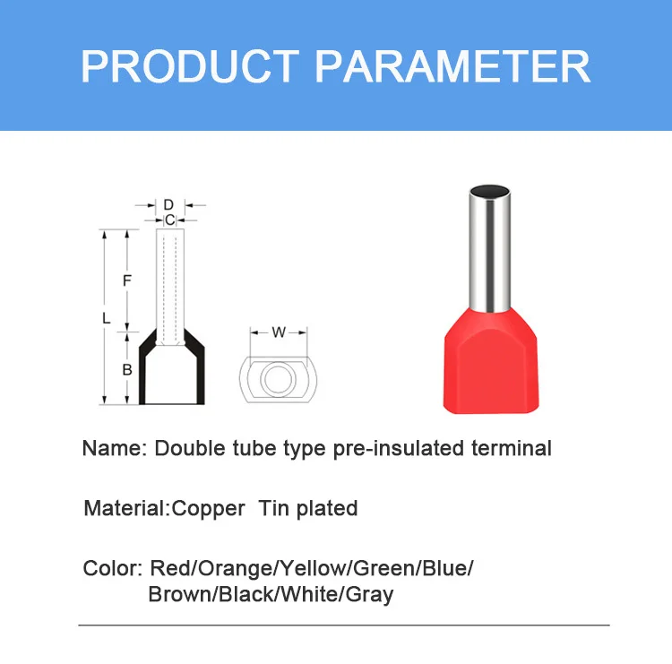 Te Type Double Tube Type Electrical Pre-insulated Cord End Terminal For ...