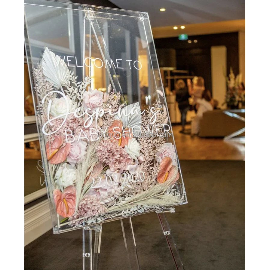 Clear Acrylic Welcome Sign Stand Large Front Door Rectangle Wedding ...
