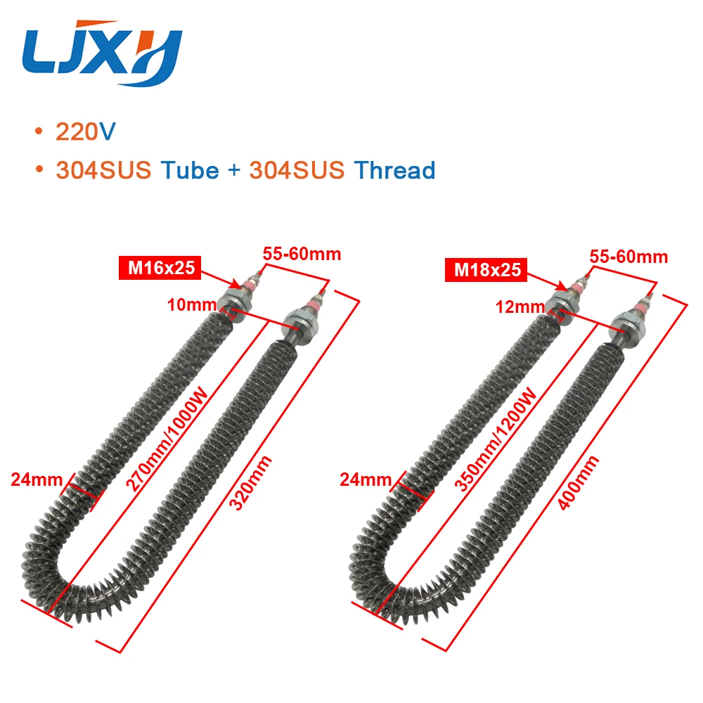 Ljxh 304sus Finned Tubular Heater Element W Type M18x25mm Connection ...