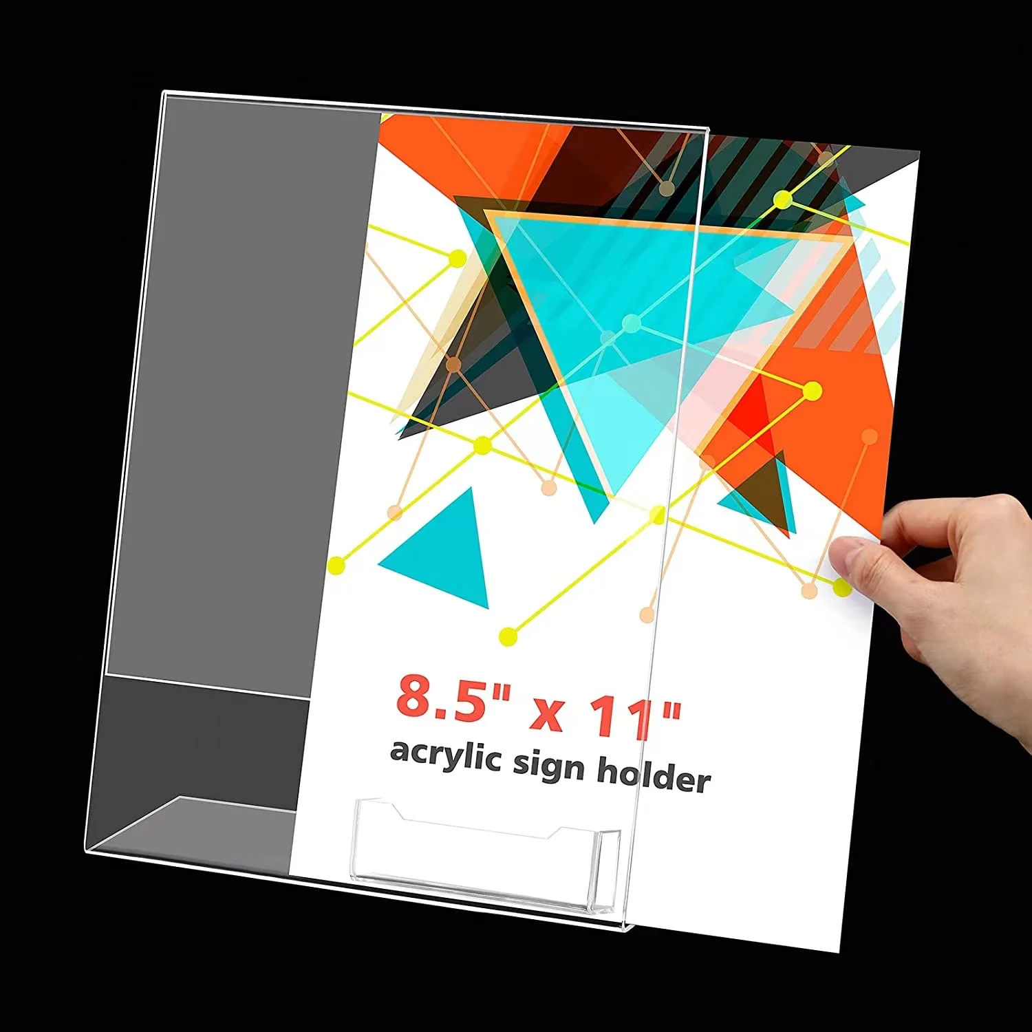 Acrylic Slanted Sign Holder With Business Card Holders Clear Display ...