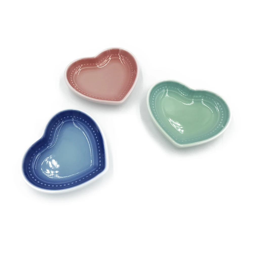 Kids Cute Heart Shaped Dinner Small Plates Pink Ceramic Sauce Plate ...