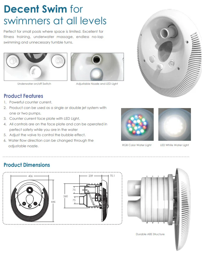 Swimming Pool Water Jet Swim Counter Current System External Infinite ...