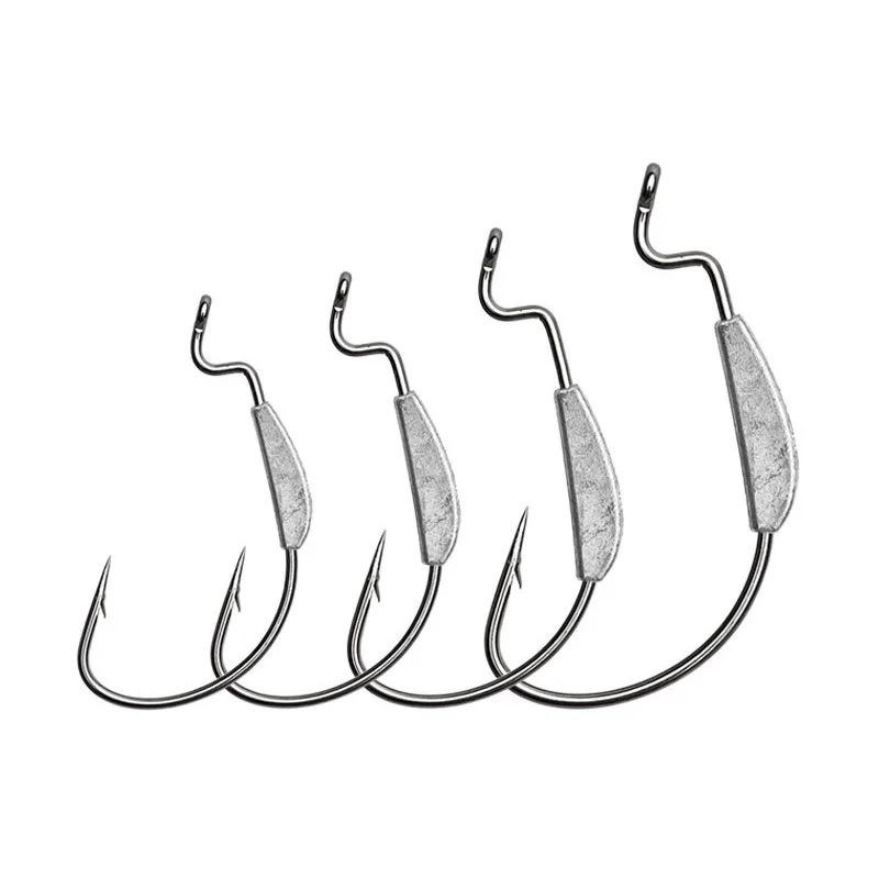 Carbon Steel Wide Barbed Fishhook Crank Hook Soft Lure Worm Hook Bait ...