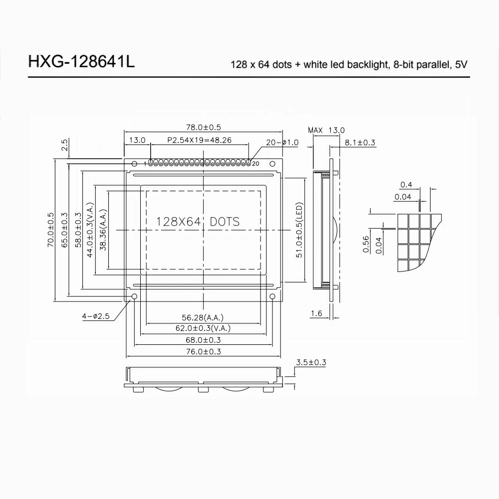 Monokrom 128x64 Desain Grafis 12864 Kisi Monokromatik Mikro Layar Lcd ...