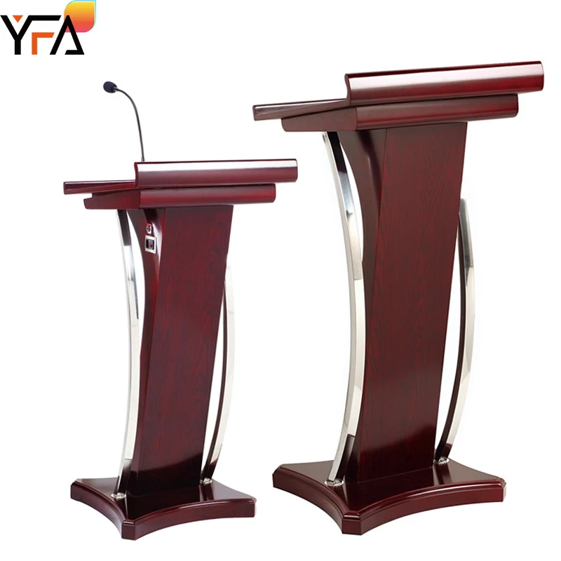 Wooden Rostrum, Professional Church Podium With Microphone Equipment ...
