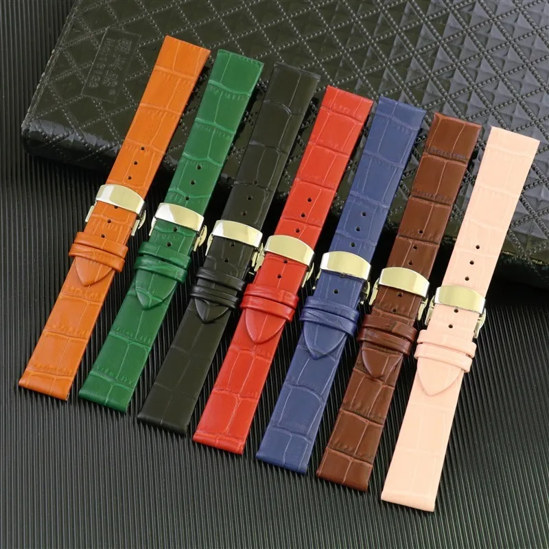 Real Animal Skin Watch Band with Automatic Butterfly Buckle Full Grain ...
