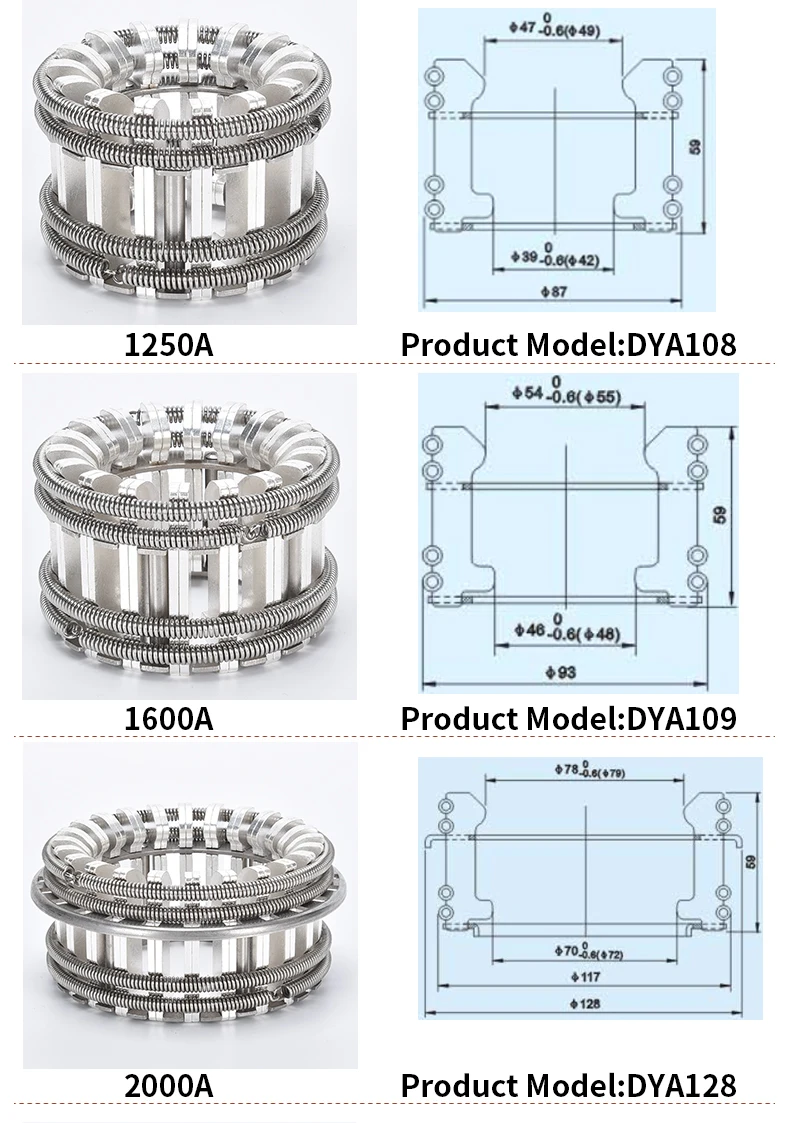 Spring-loaded Probe Contact Cooper Silver-Plated for VCB