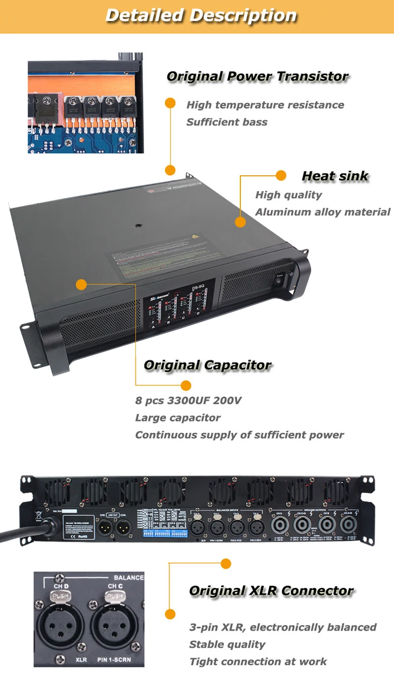 Sinbosen Amplifier - 4 Channel Professional Power Amplifier