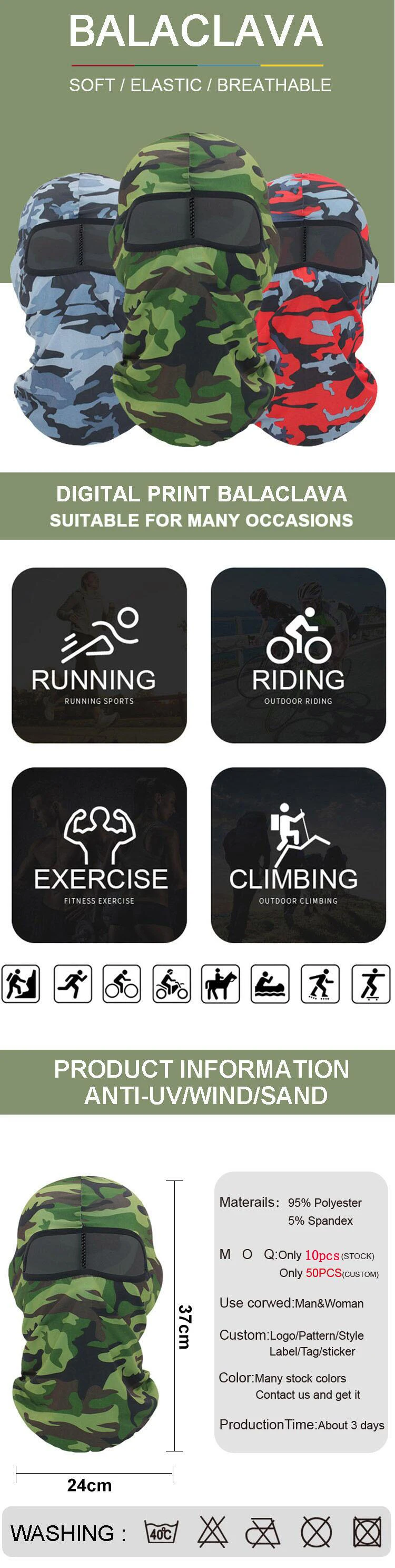 Breathable Waterproof Balaclava Mask Cap With Custom Logo Oem