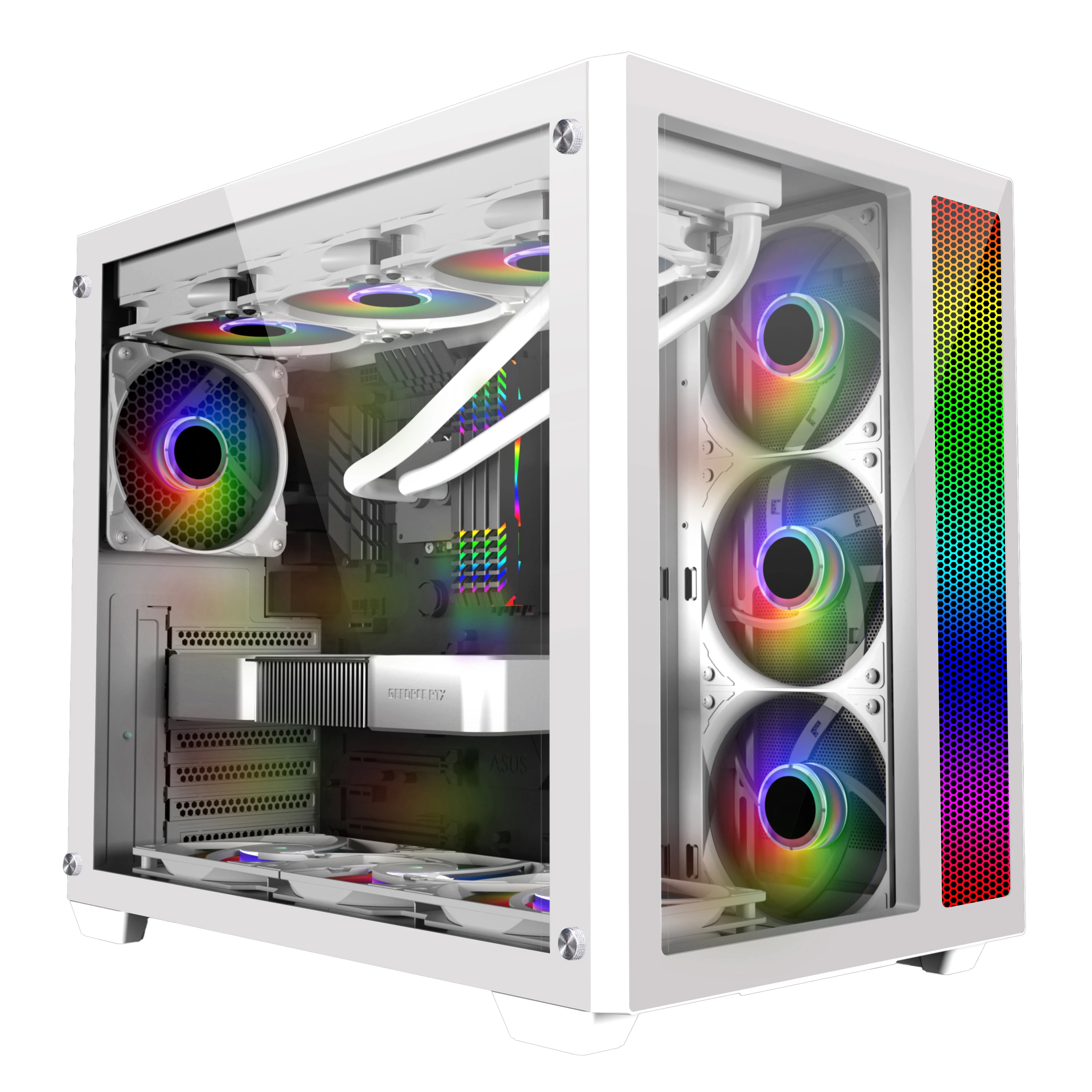 Sea View Wide Cube Gaming Computer ATX Case RGB Light Board PC Gaming ...