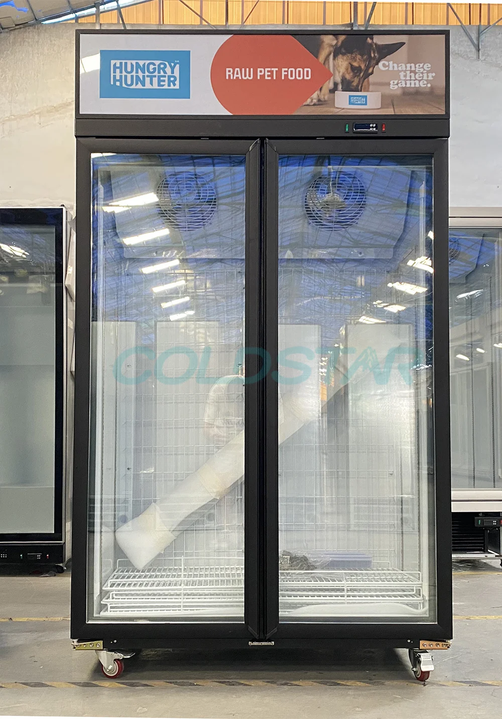 Supermarket Drink showcase Double Door Vertical Dynamic Cooling Cold ...