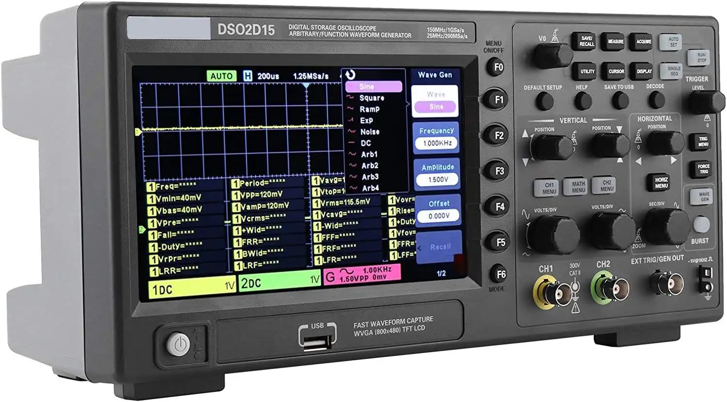 DSO2D15 Digital Storage Oscilloscope - 2 Channel, 150mhz