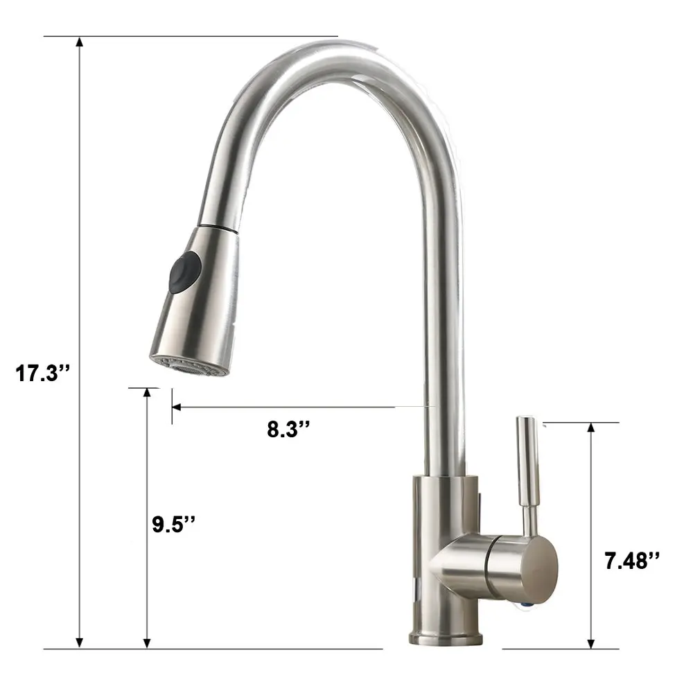 304 Stainless Steel Kitchen Faucet with Brushed Finish