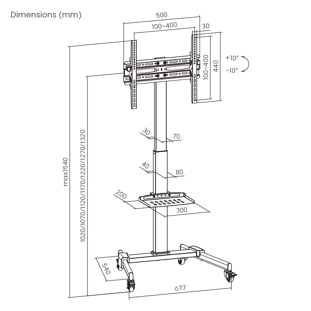 LUMI TV Trolley - Versatile and Stylish TV Pedestal Stand