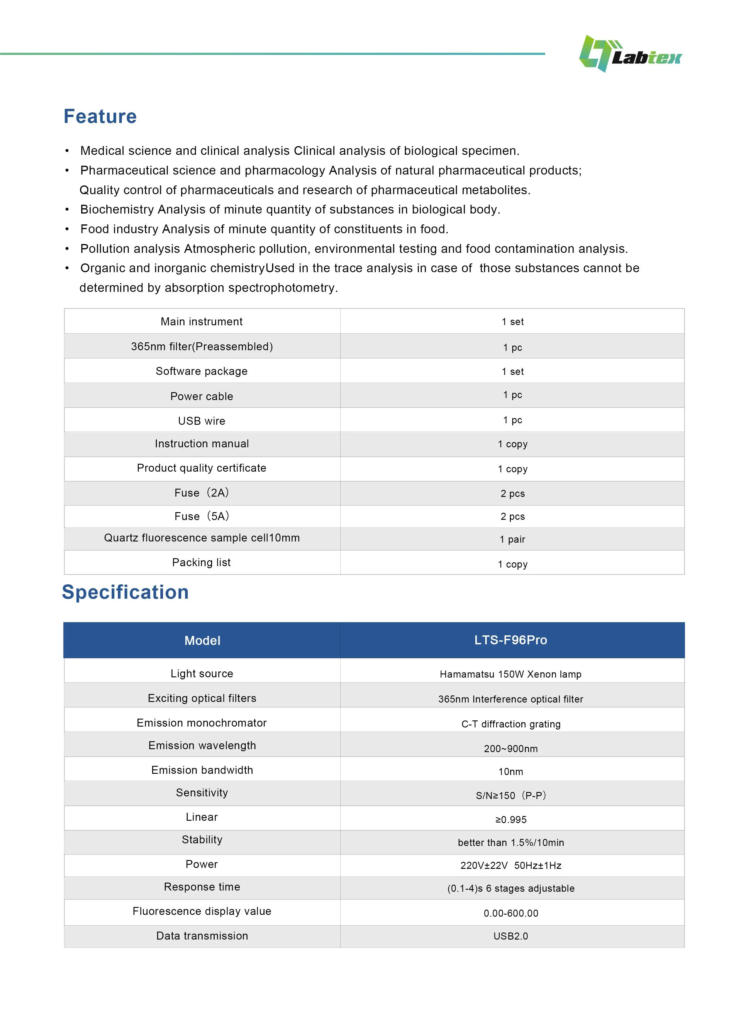 Labtex Lts-f96pro Fluorescence Spectrophotometer With 150w Xenon Lamp ...