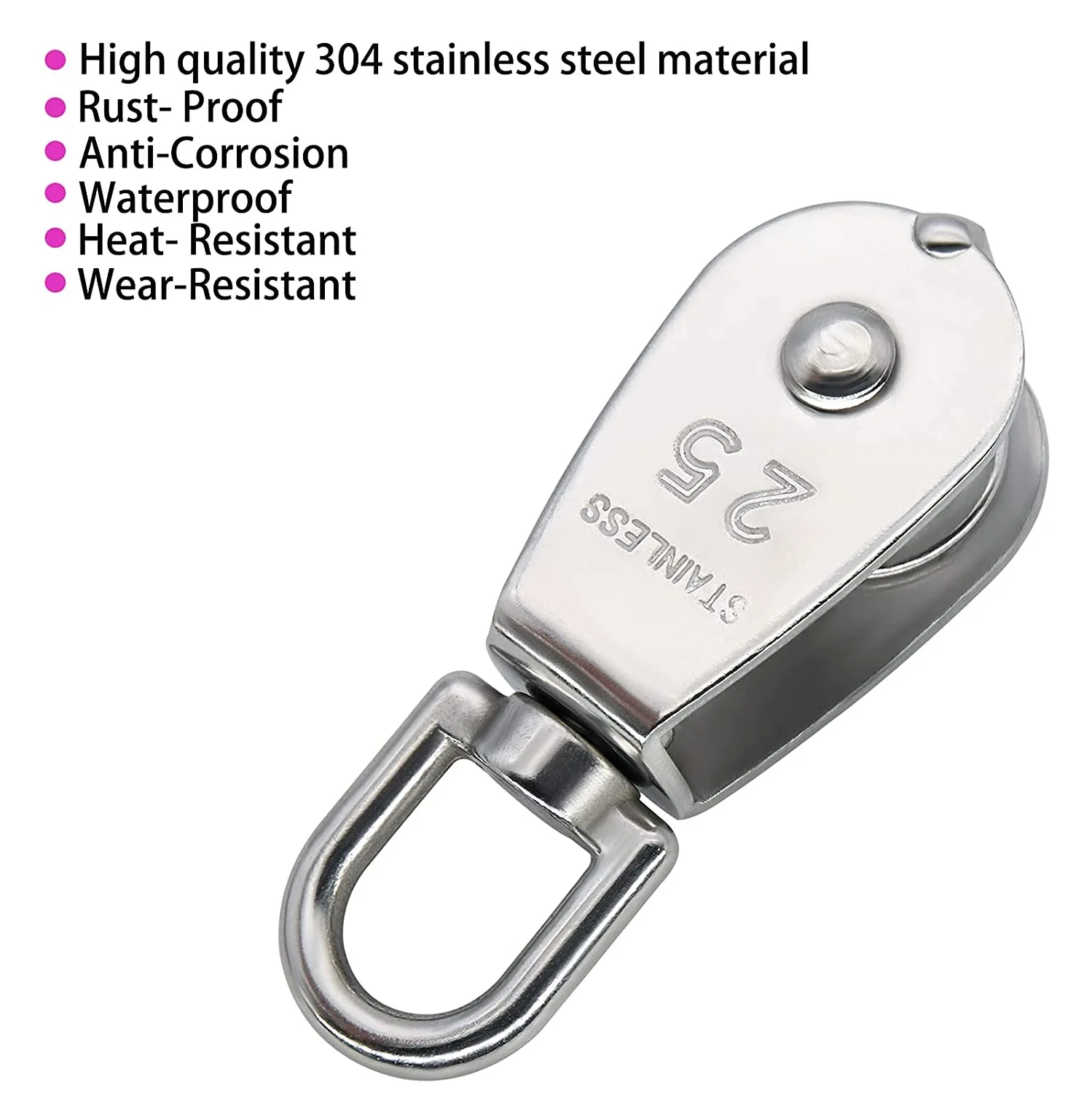 Stainless Steel Fittings Lifting Double Pulley Block Wheel Swivel ...
