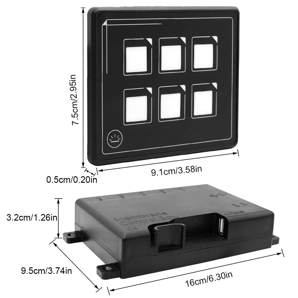12v 6 Gang Boat Digital Membrane Touch Control Switch Panel With APP ...