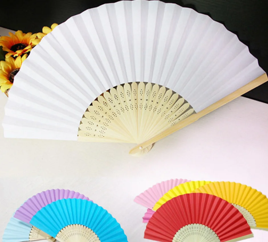 Paper Fans Party Decoration Bamboo Ribs Oem Design Paper Hand Wood Fan ...