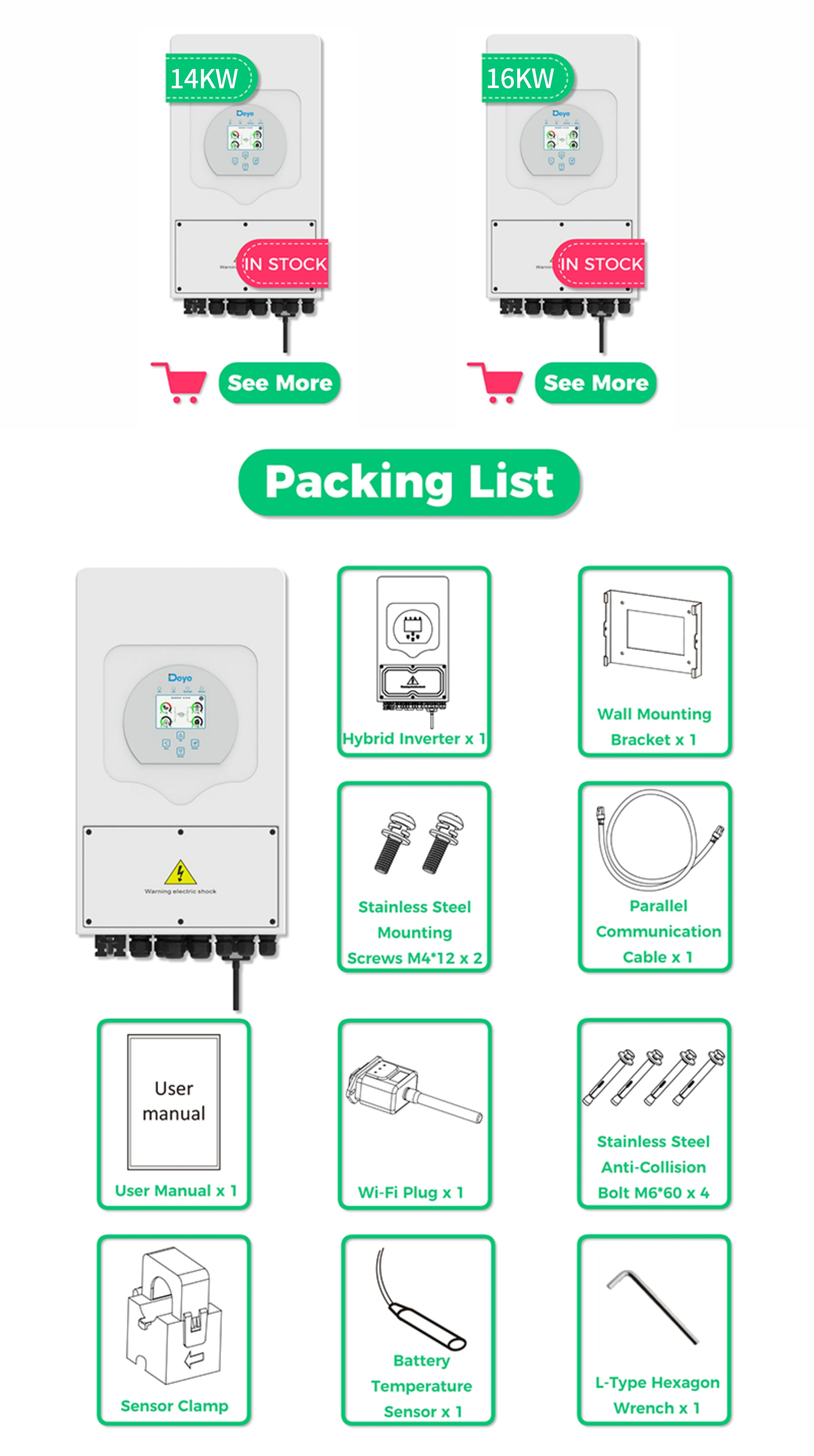 Deye Hybrid Inverter SUN-16K-SG01LP1-EU for Solar Energy