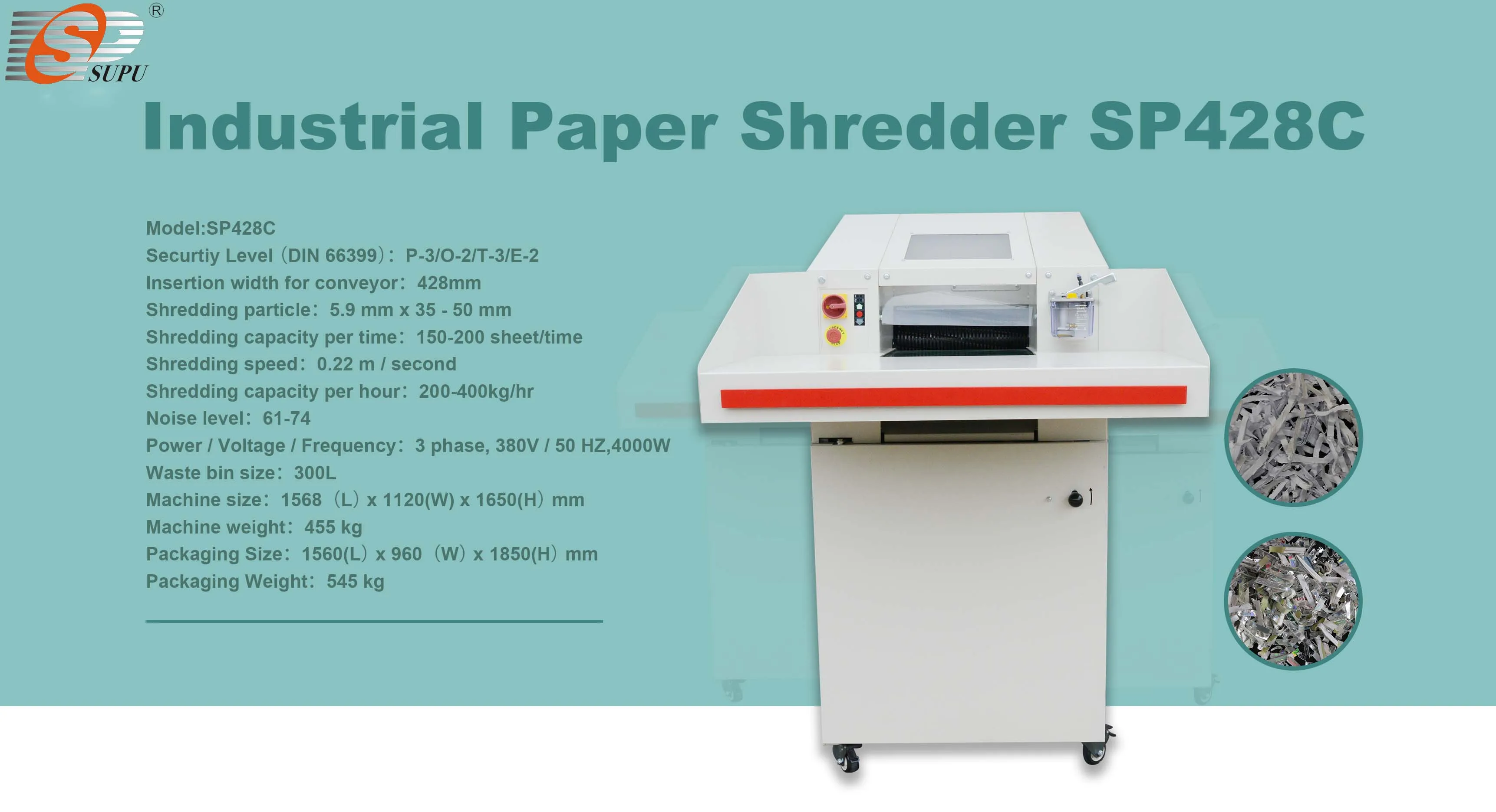 Industrial Paper Shredder With 428mm Insertion Width Cd Cards Shredder ...