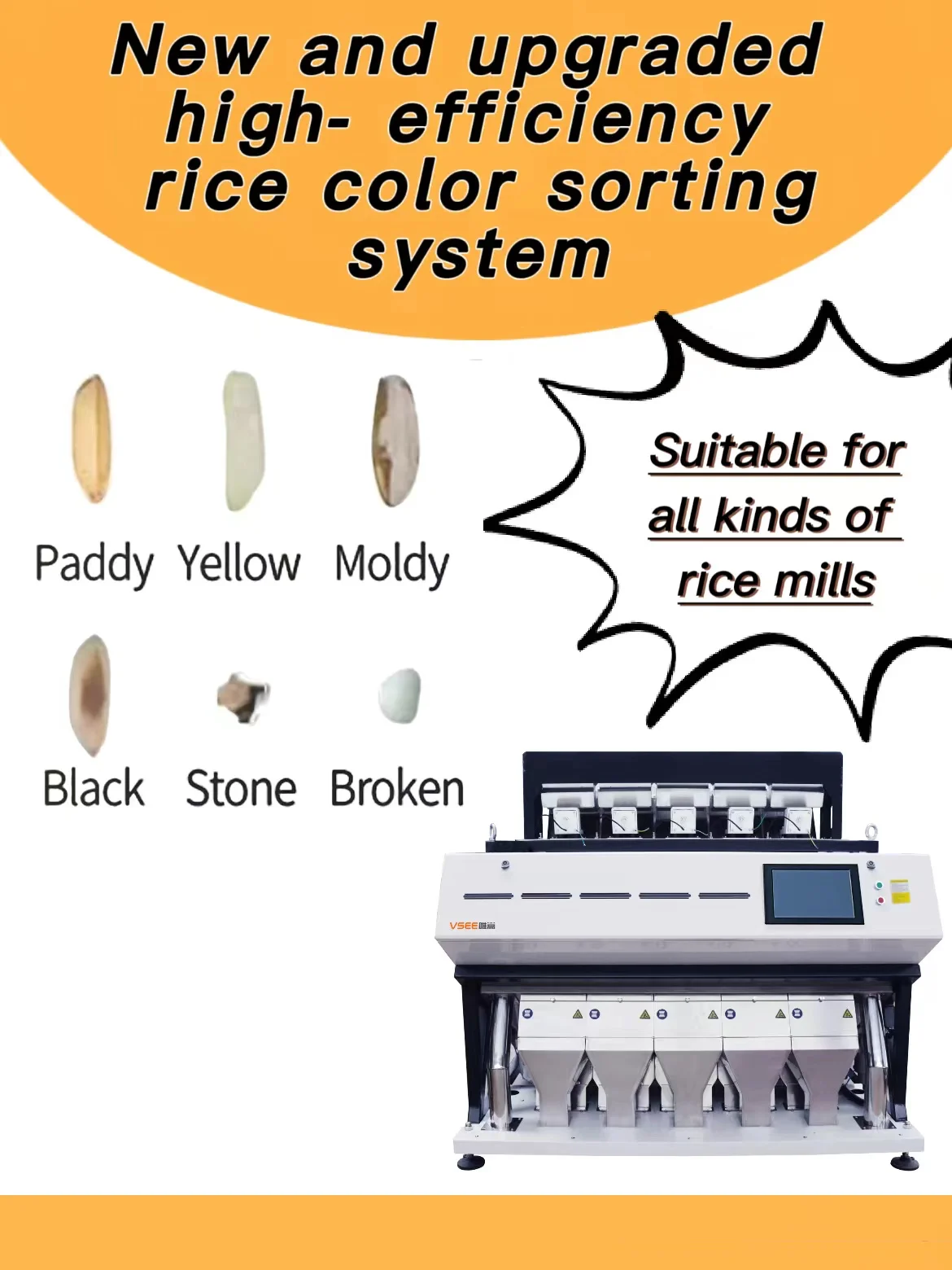 320 Channels Parboiled Rice Color Sorting Machine Vsee Separator ...