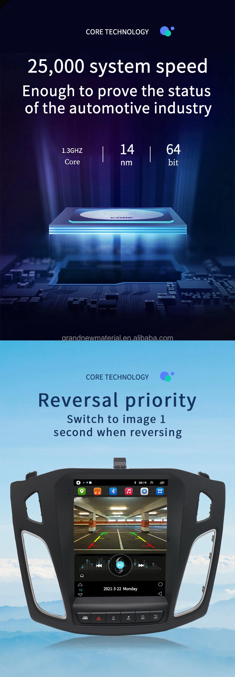 Grandnavi Vertical Multimedia Android Car Radio Player Wireless Carplay ...