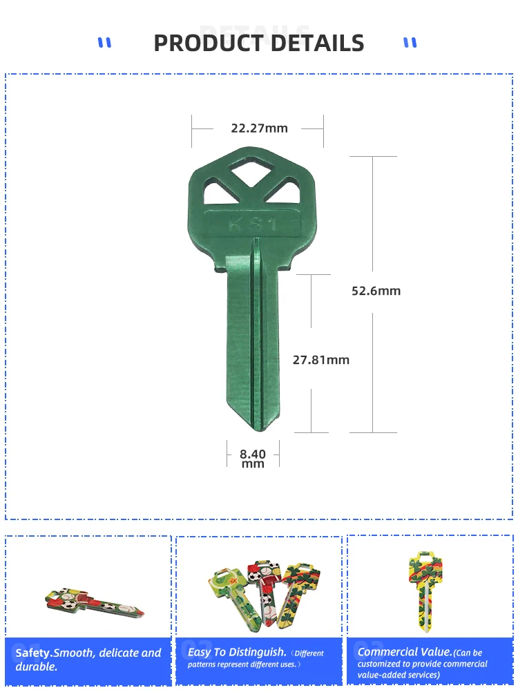 Custom Everise Color Key Blank Design - Various Aluminium Alloy Colors